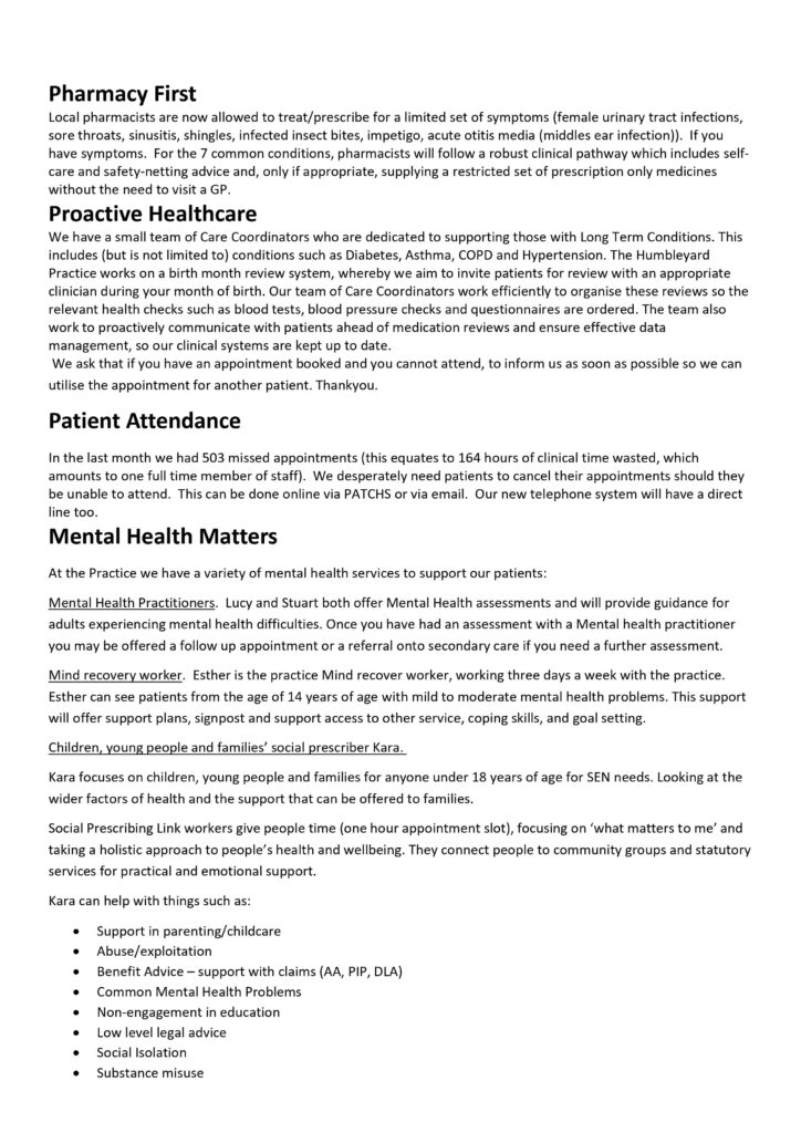 Patient Newsletter: Health Matters Summer 2024 - The Humbleyard Practice